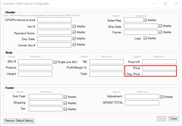How to change header names