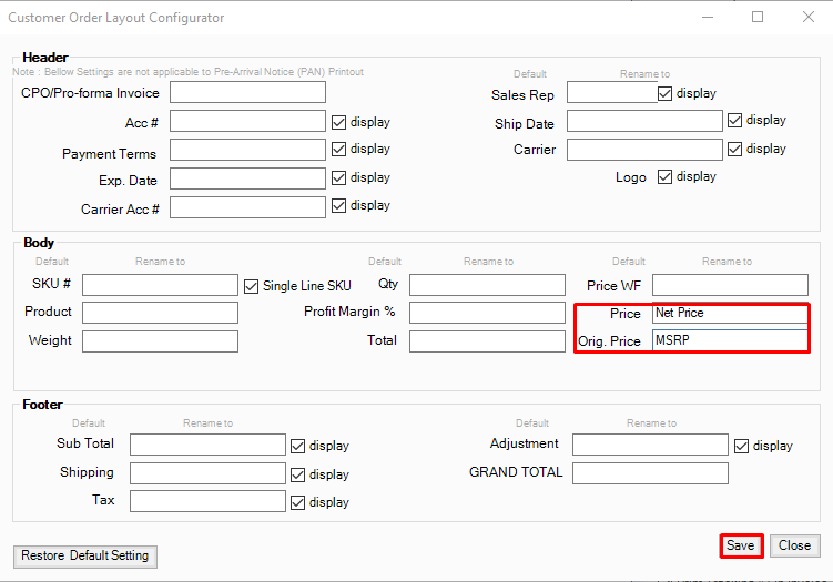 How to change header names